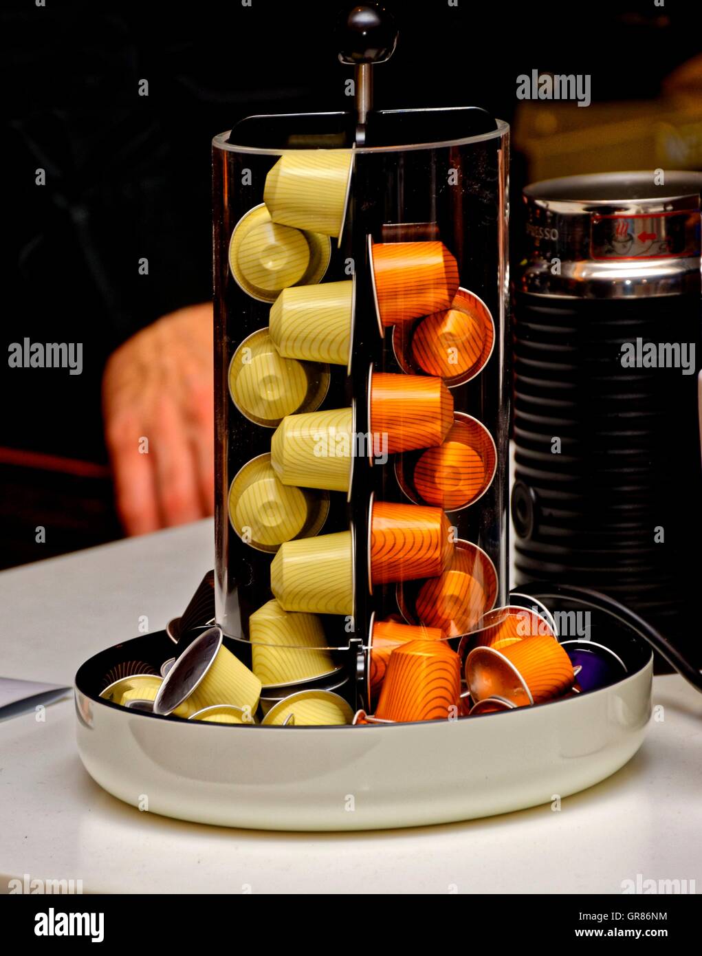 Container With Coffee Capsules Stock Photo - Alamy