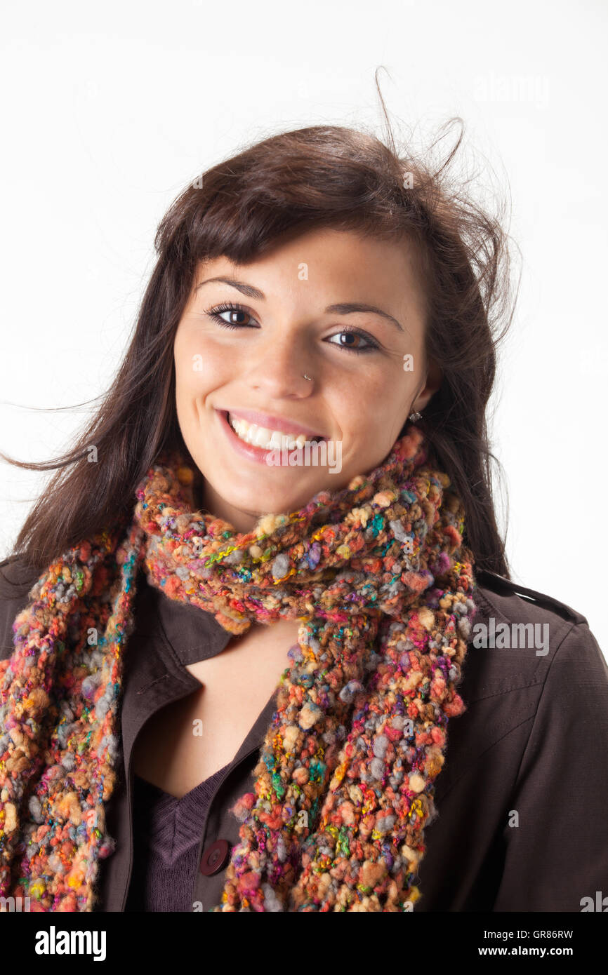 Woman With A Scarf Stock Photo - Alamy