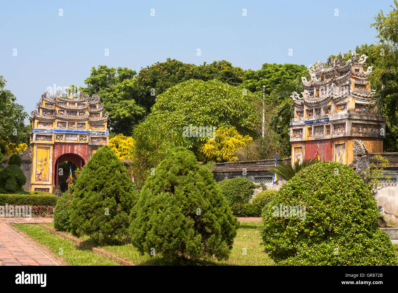 Ceremonial gates to Tien Hung Mieu Temple, Imperial City, Hue, Viet Nam ...
