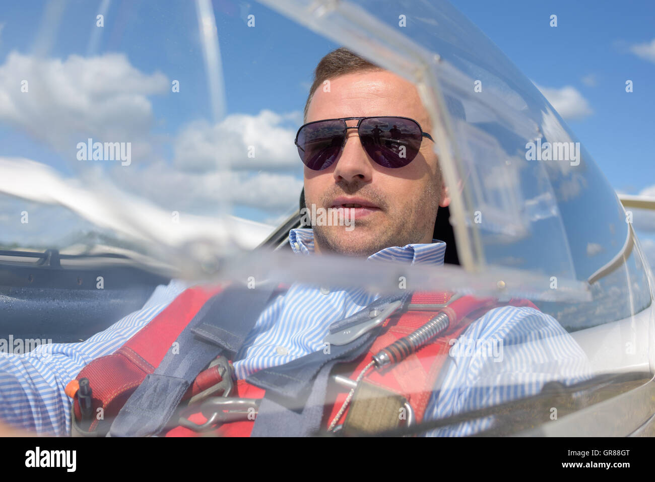 Man in solo aircraft Stock Photo - Alamy