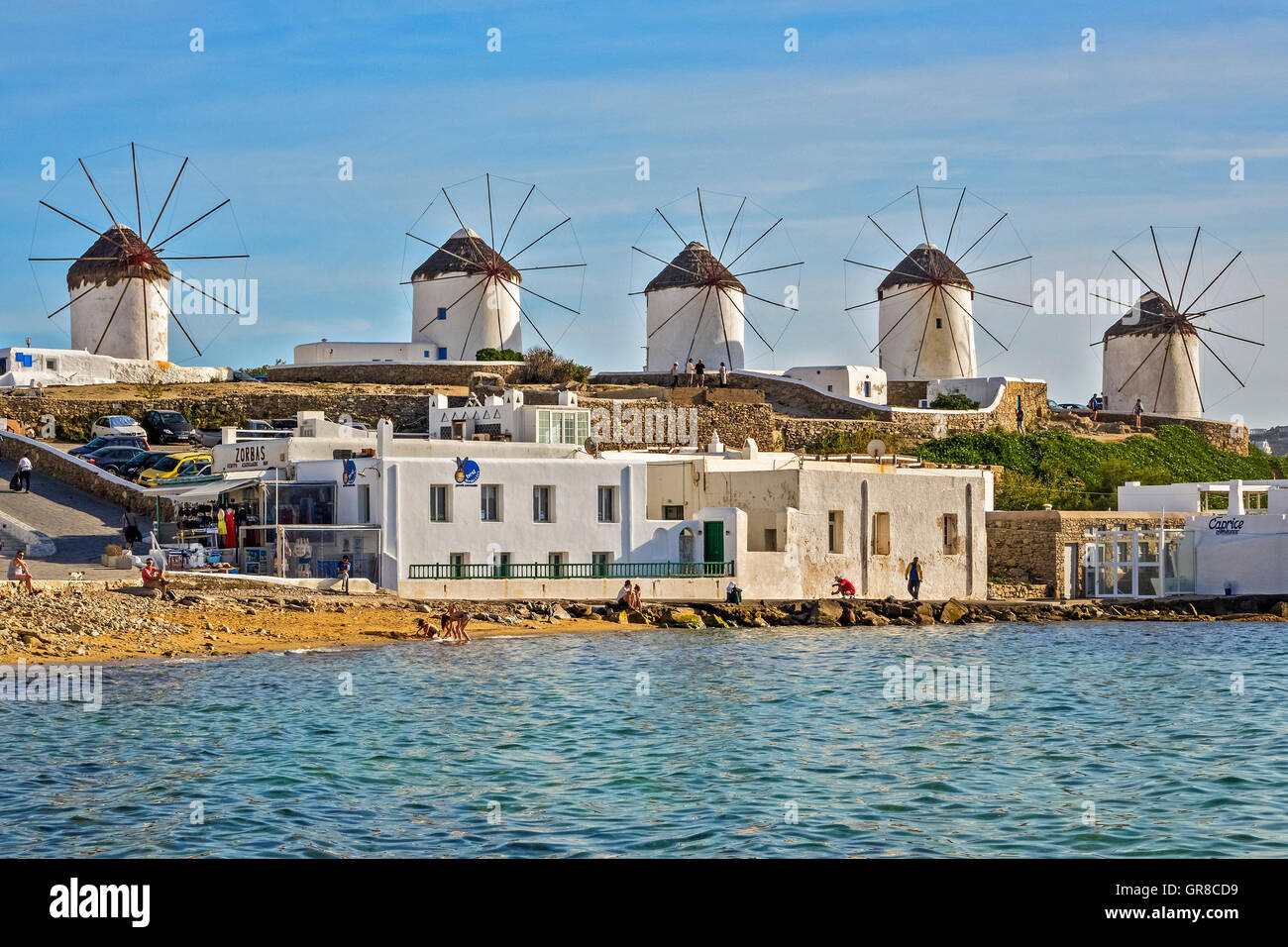 traditional Greek windmills Mykonos Greece Stock Photo - Alamy