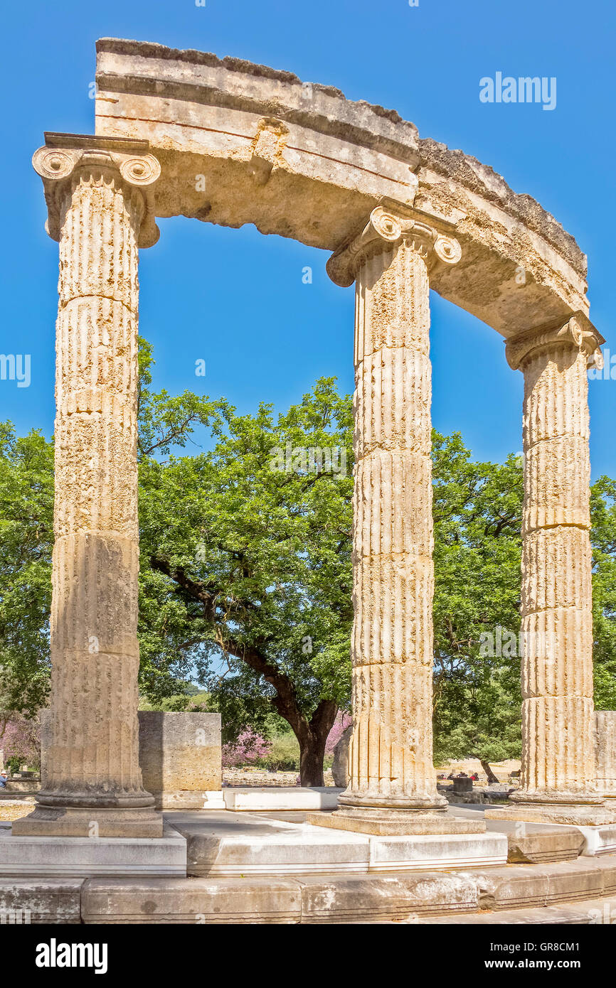 Philippeion Of Ionic Order Ancient Olympia Peloponissos Greece Stock ...