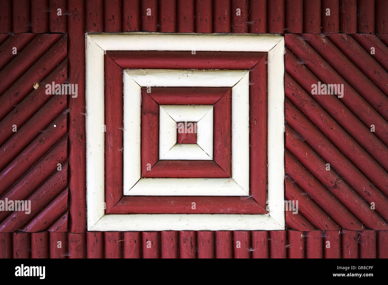 Wood Pattern Of Red And White Bars Stock Photo - Alamy