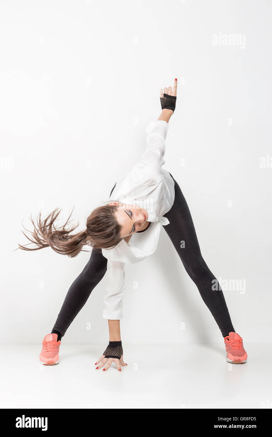 Spirited Young Woman Forget Everything In Herdance Stock Photo - Alamy