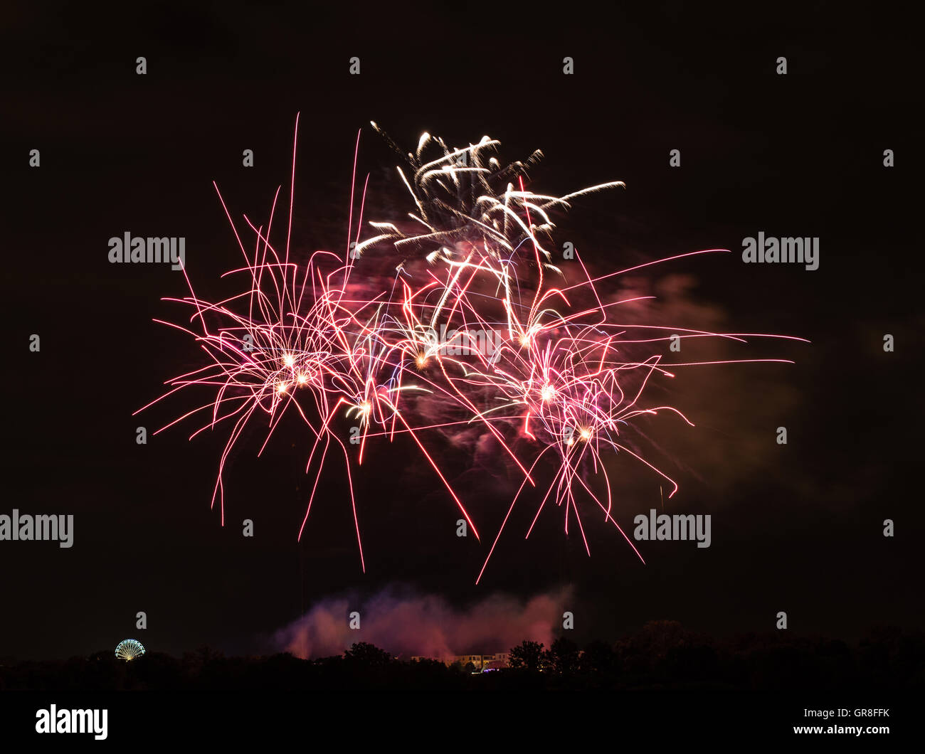 Huge Red Fireworks Stock Photo - Alamy