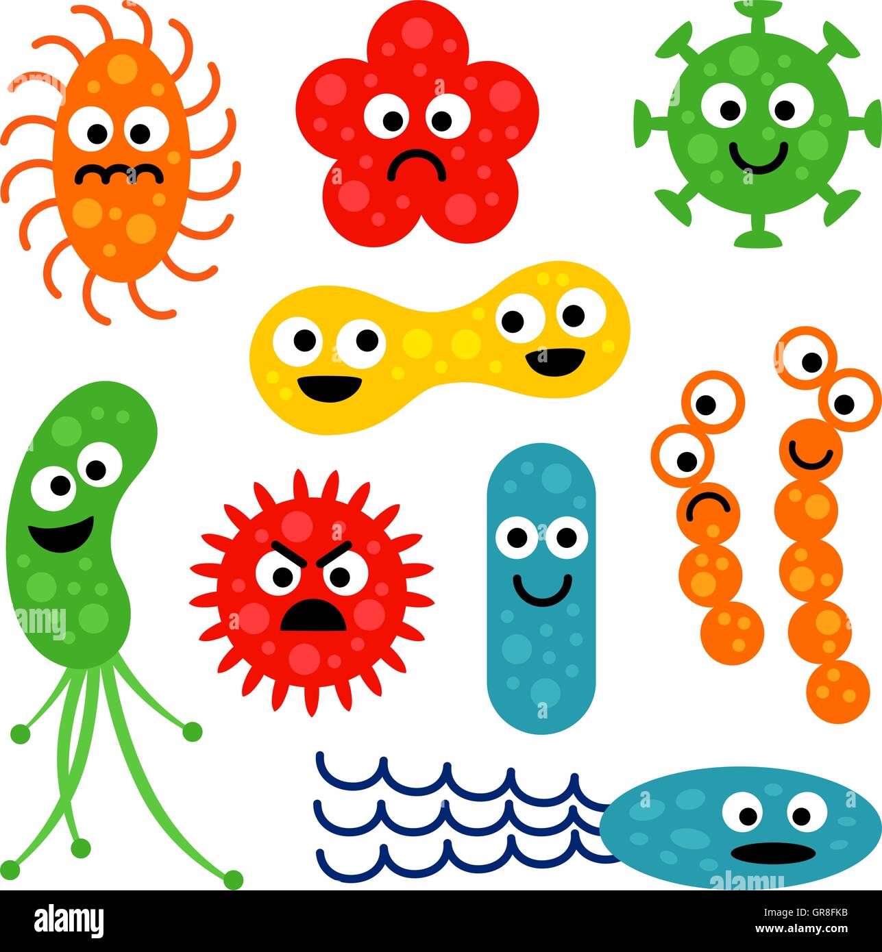 Set of cute funny bacterias isolated on white background Stock Vector ...