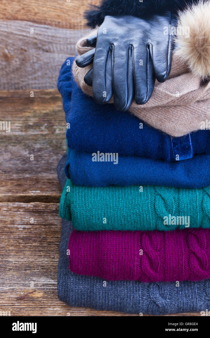 set of woolen clothes Stock Photo - Alamy