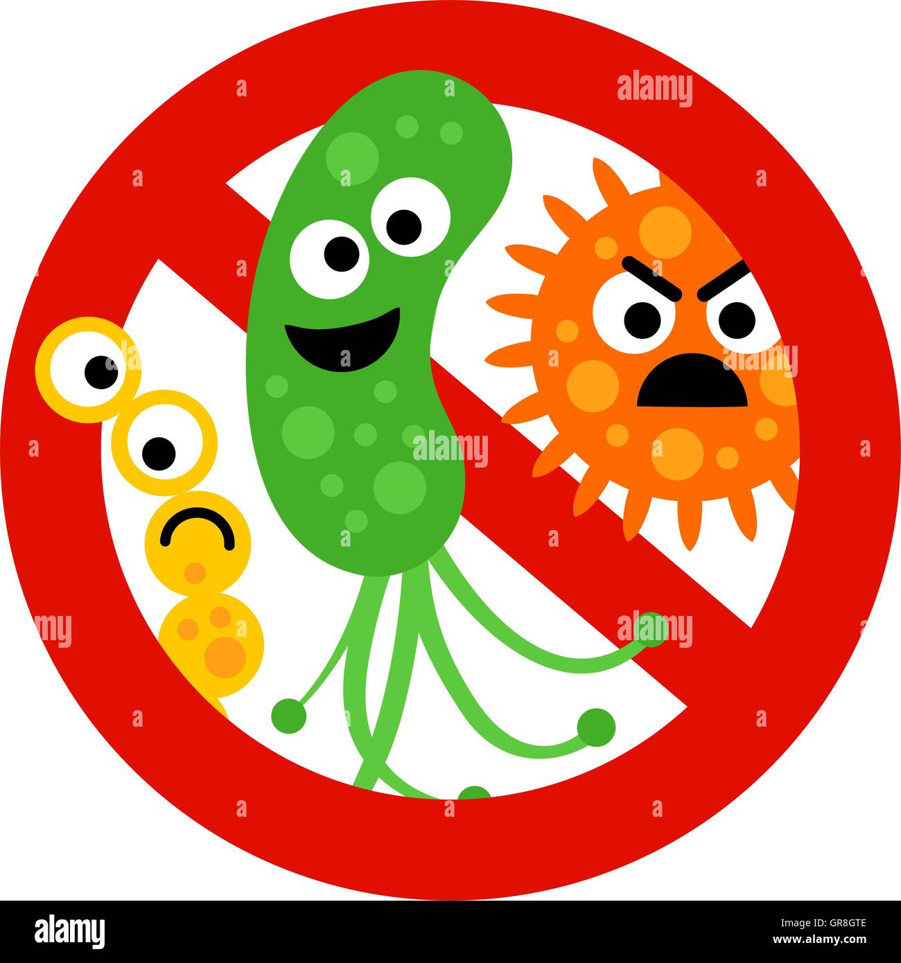 Stop bacterium sign with cute 3 cartoon gems Stock Vector Image & Art ...