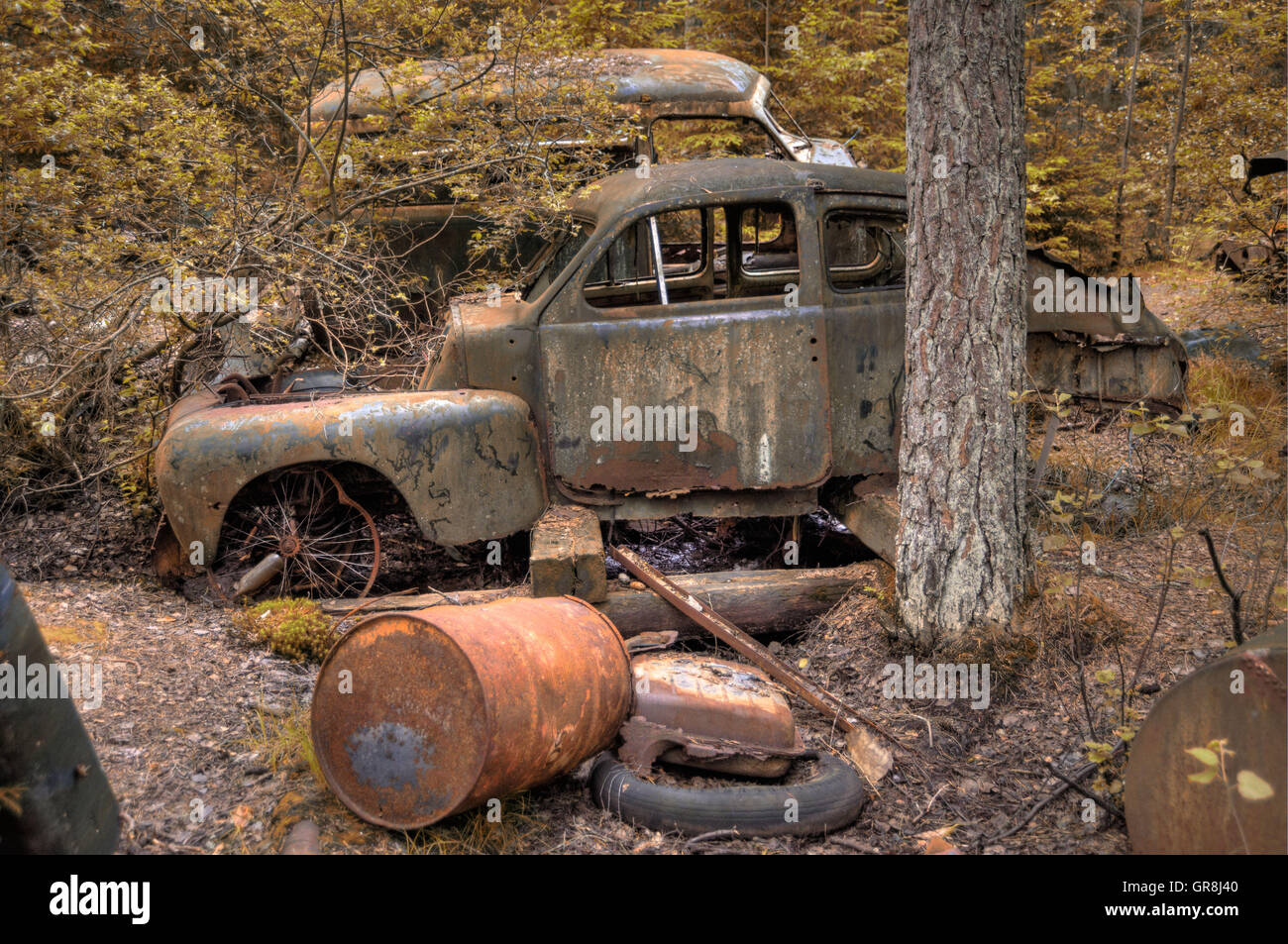 Car Dump Kirkö Mosse In Ryd, Sweden Stock Photo - Alamy