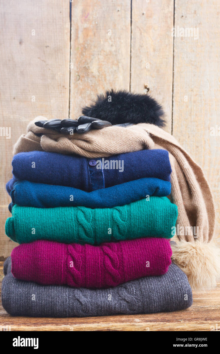 set of woolen clothes Stock Photo - Alamy