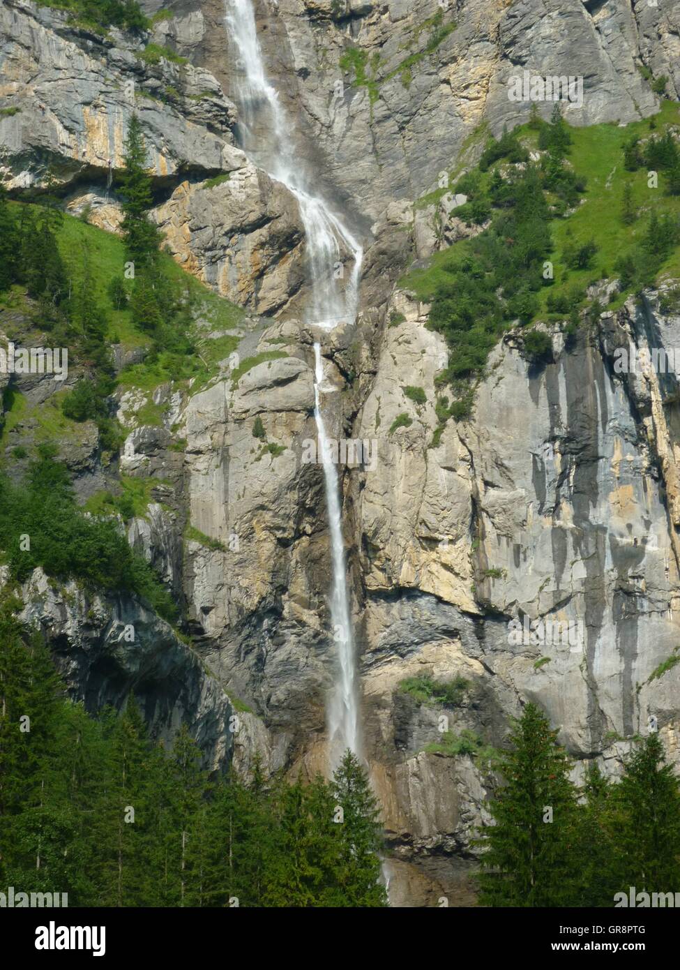 Waterfall On The Allmenalp Stock Photo - Alamy