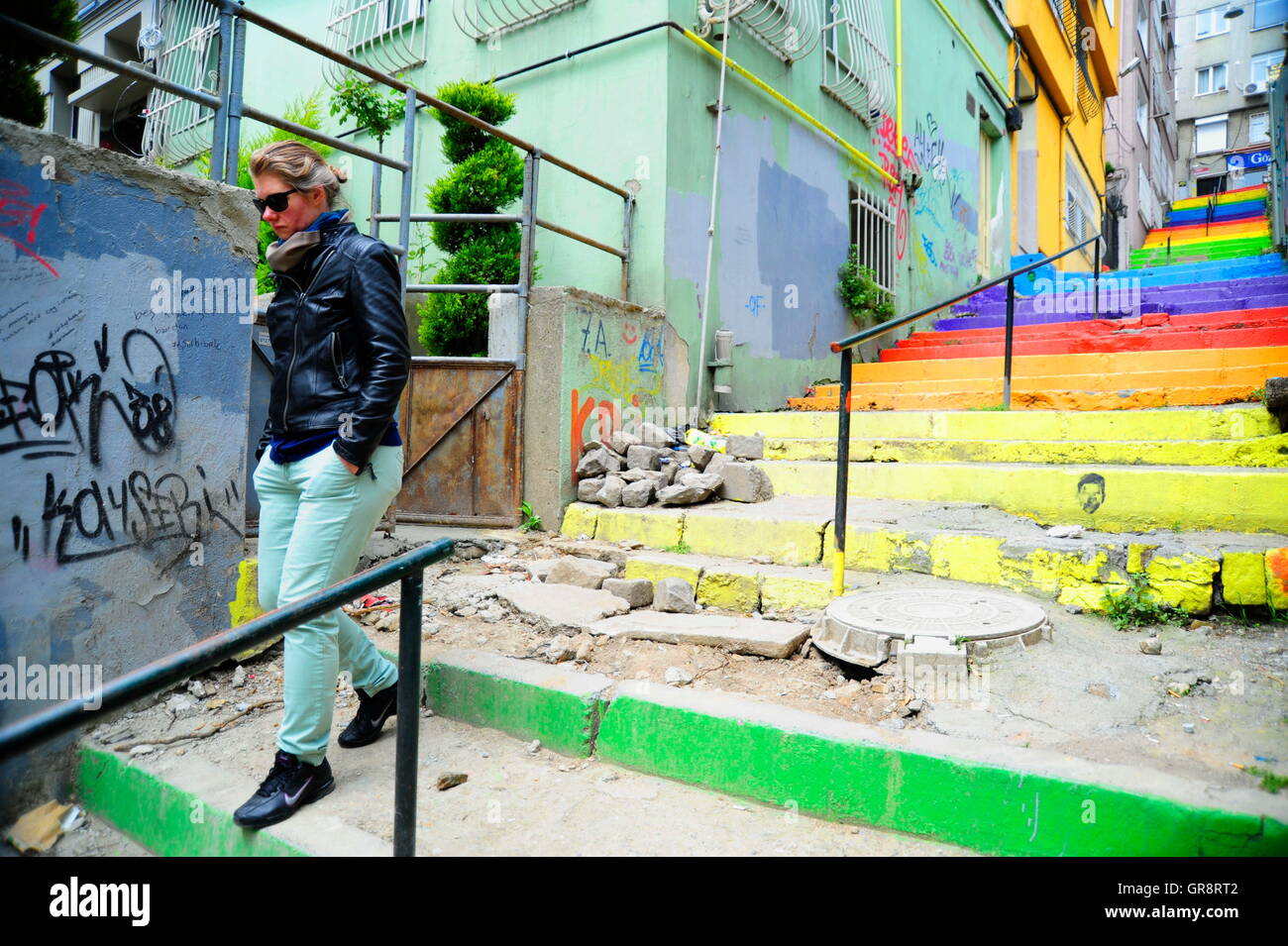 Colorful Levels In The Beyoglu District Of Istanbul Stock Photo - Alamy