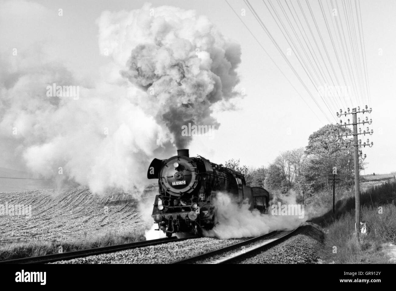 Steam Locomotive 44 0567 With Freight Train At Saalfeld, October 1980 ...