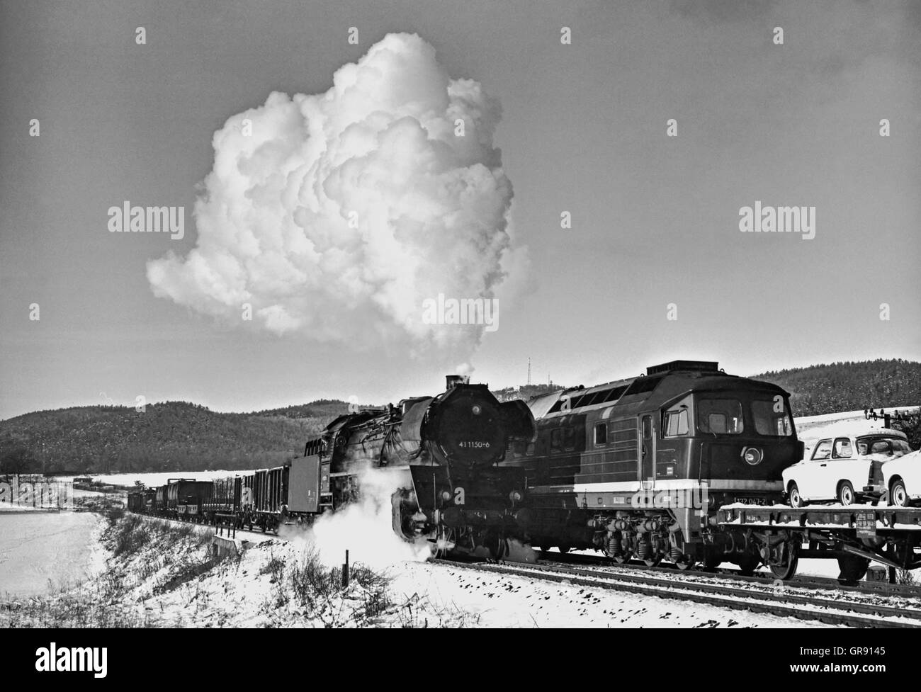 Steam Locomotive 41 1150 With Freight Train Near Saalfeld In December ...