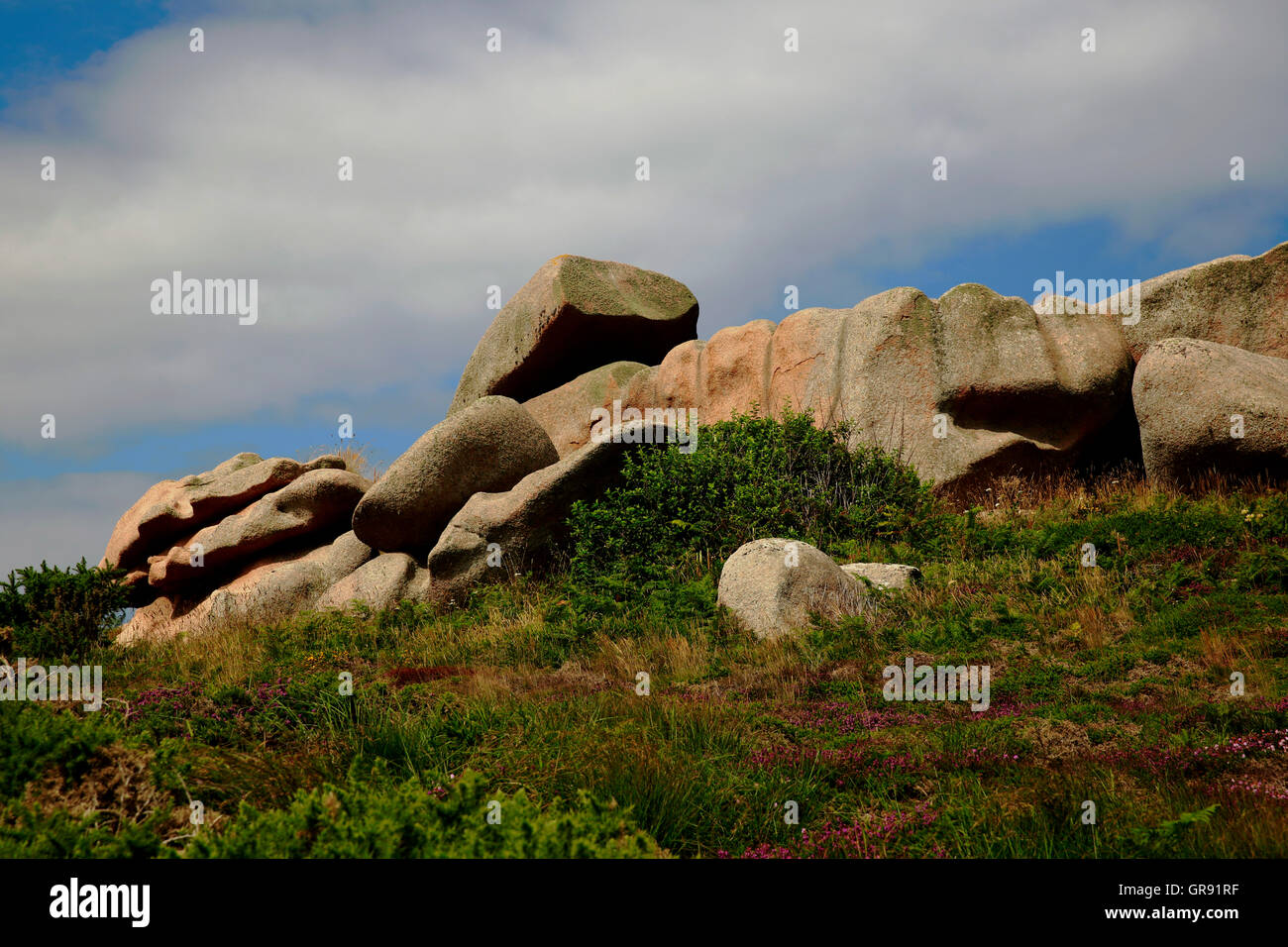 Granite Rocks On The Pink Granite Coast In Ploumanach, Brittany, France ...