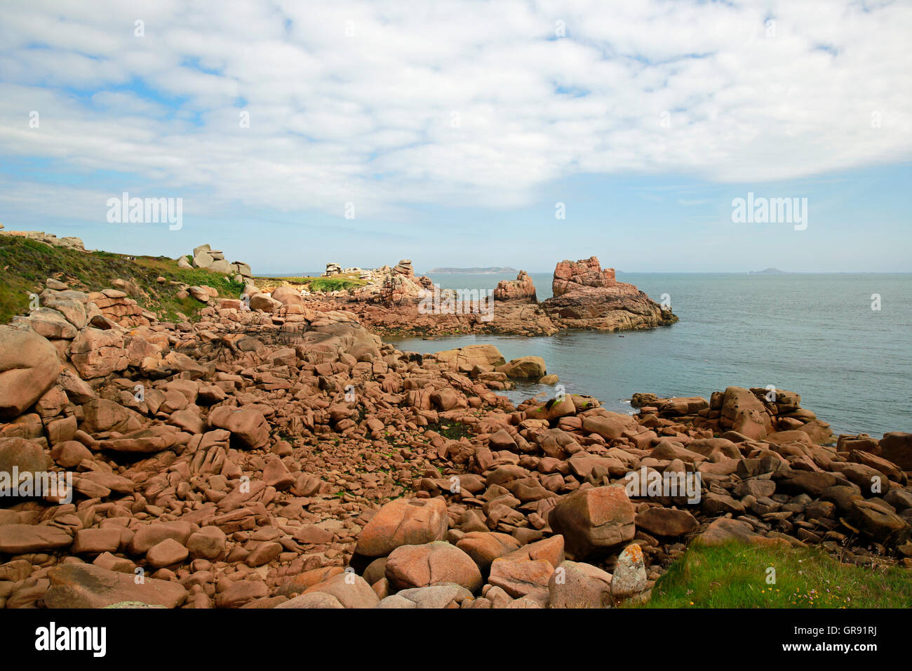 Granite Rocks On The Pink Granite Coast In Ploumanach, Brittany, France ...