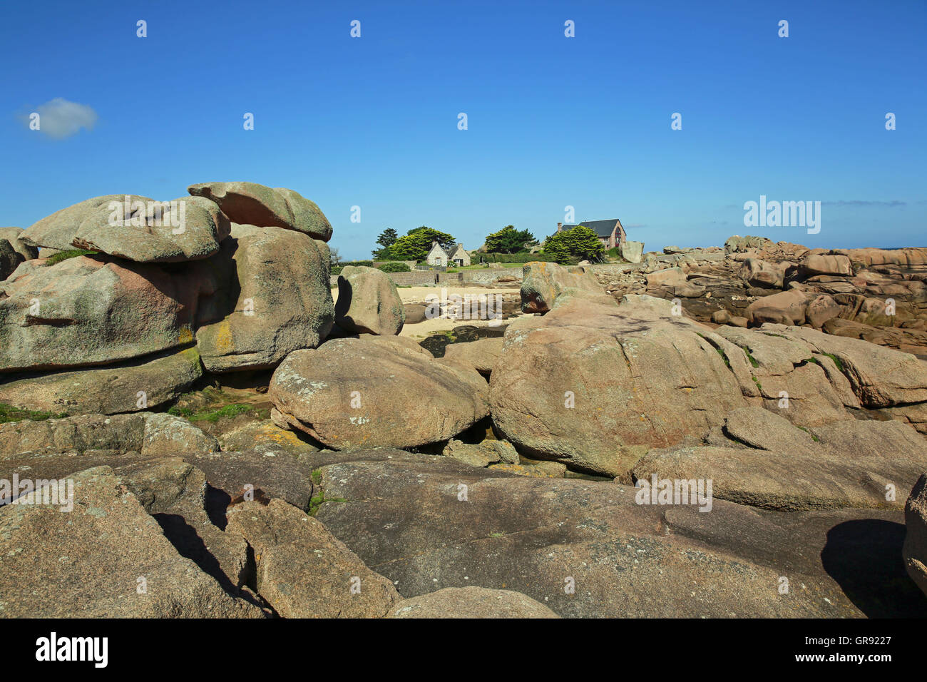 Granite Rocks On The Pink Granite Coast In Ploumanach, Brittany, France ...