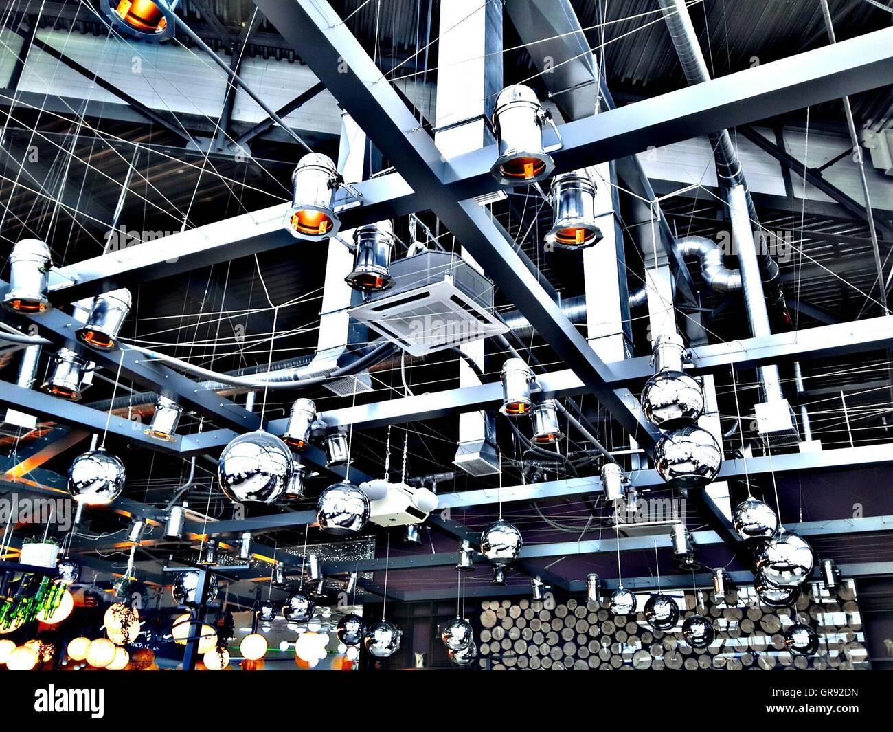 Metal Frame With Lights Stock Photo - Alamy