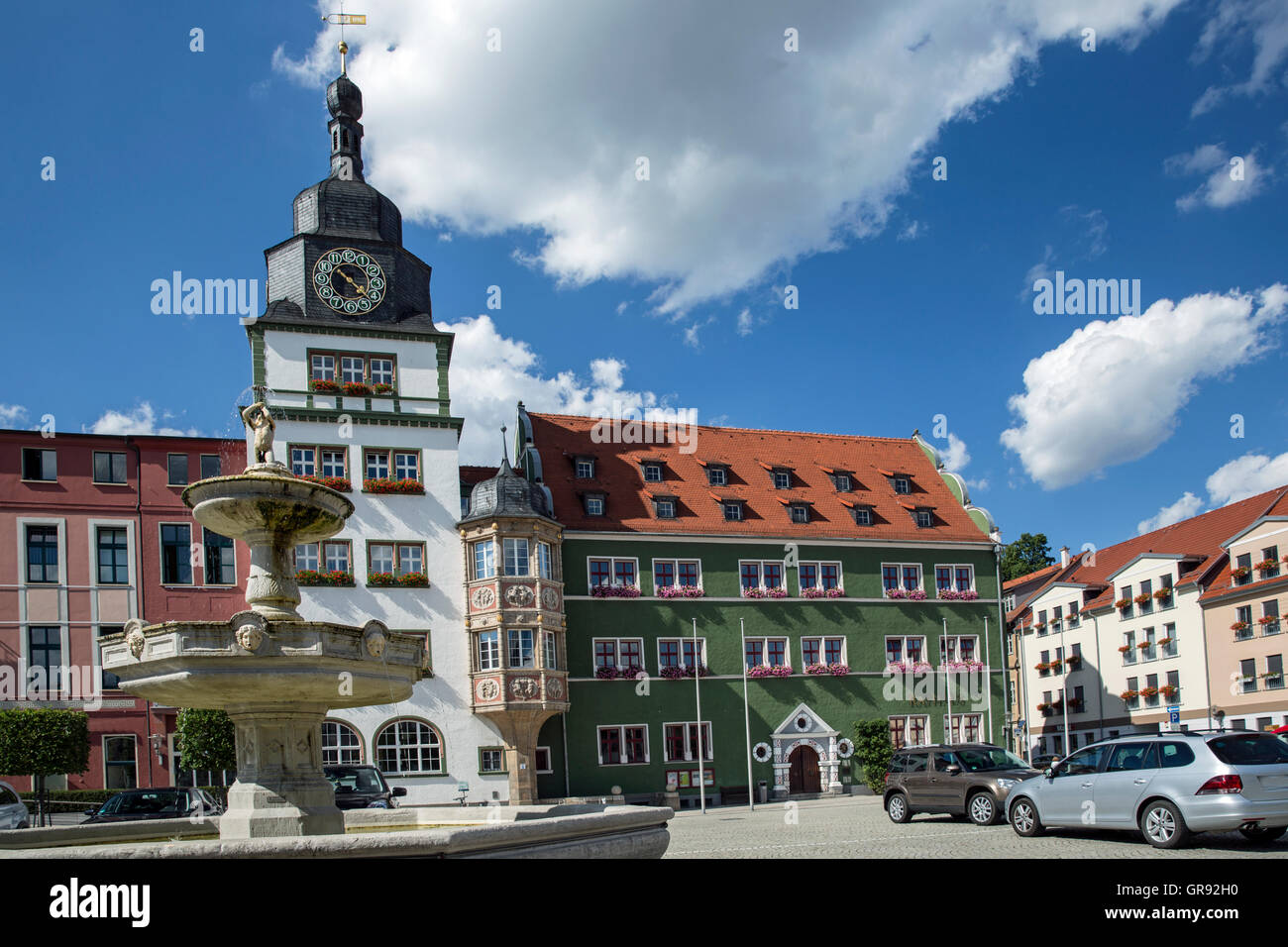 City Hall And The Market With Market Fountain In Rudolstadt, Thuringia ...