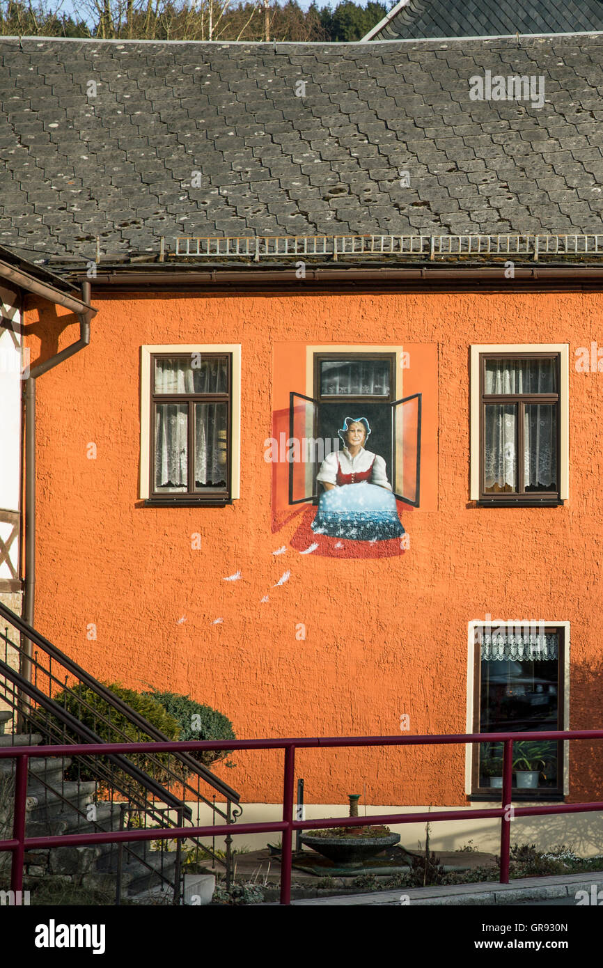 Painted Window And Character Of A Residential House, Optical Illusion ...