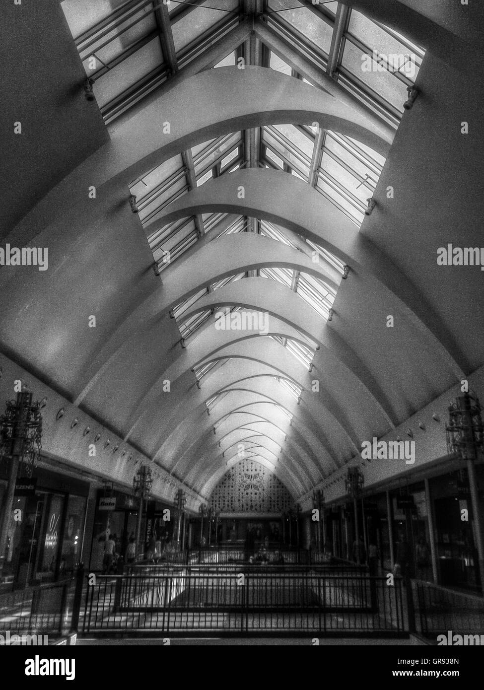 Hallway With Arched Glass Ceiling Stock Photo - Alamy
