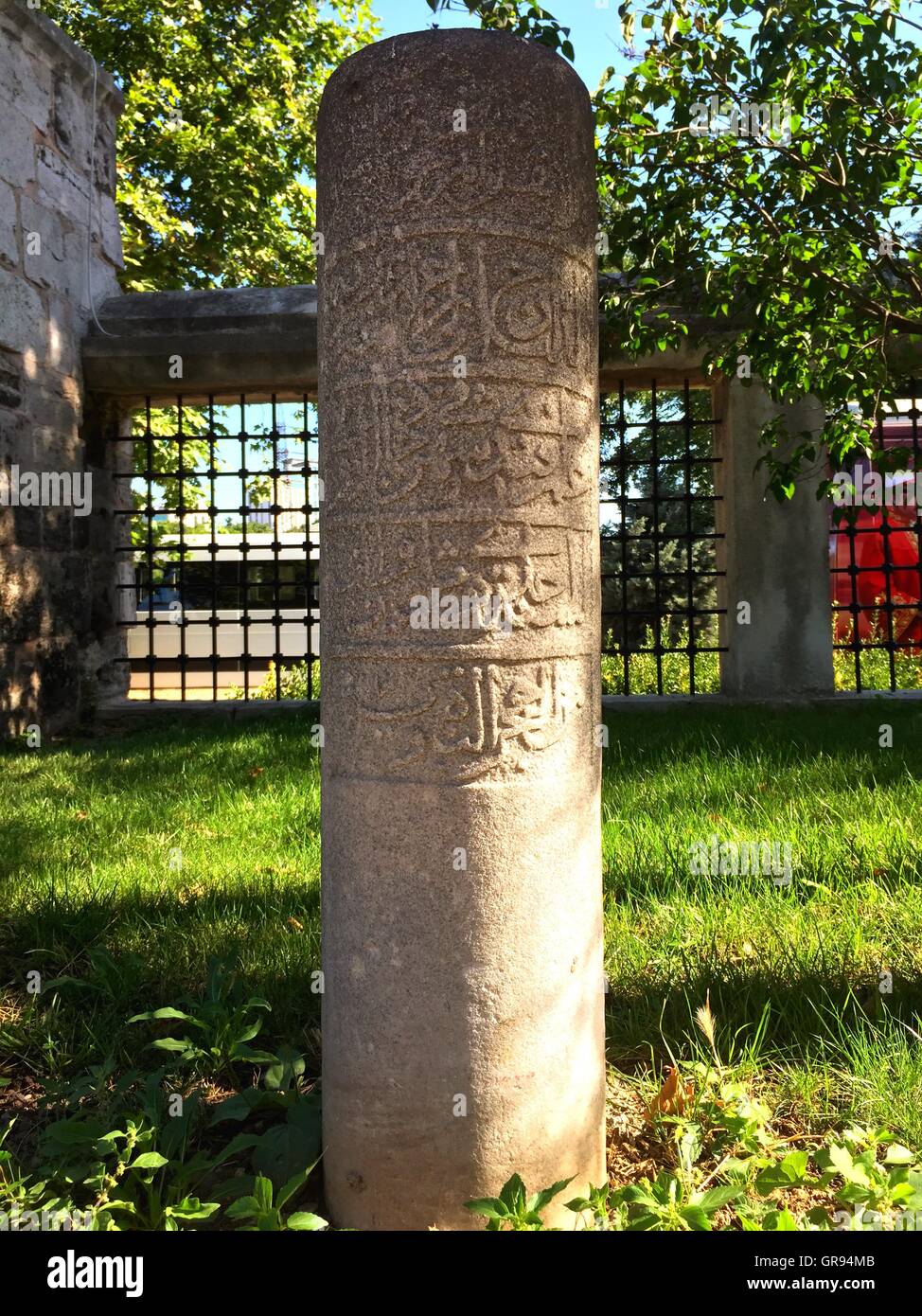 Gravestone With Text At Cemetery Stock Photo - Alamy