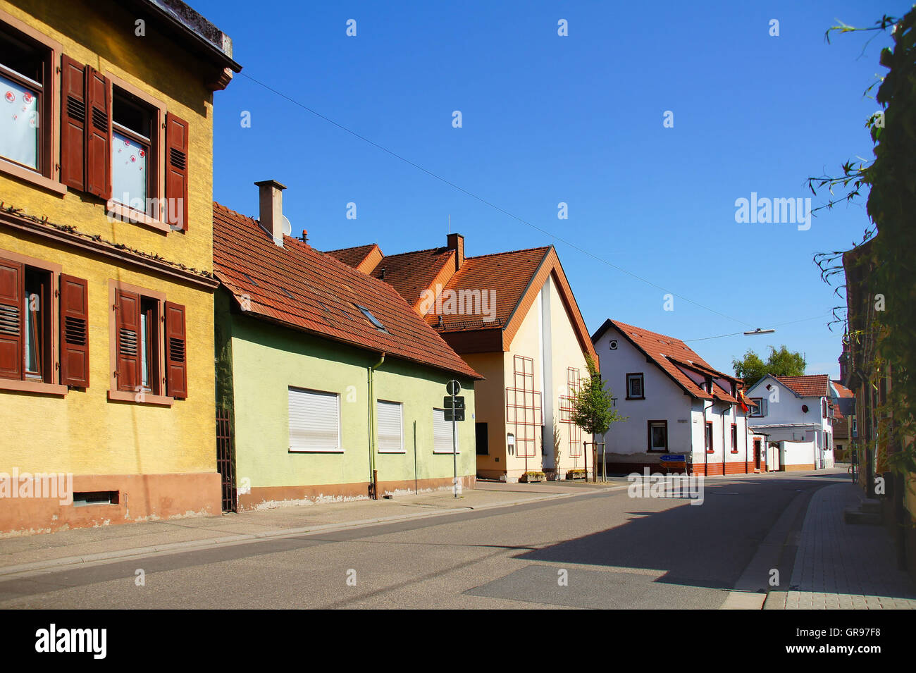 Street And Houses In Alsheim In The Palatinate Stock Photo - Alamy