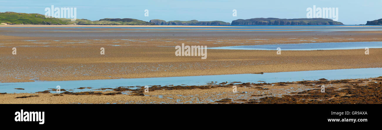 Panoramic scottish landscape with estuary in Highlands. Tongue ...