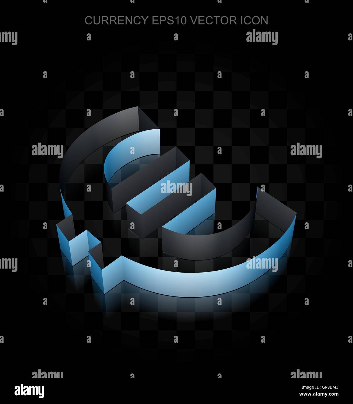 Banking icon: Blue 3d Euro made of paper, transparent shadow, EPS 10 ...