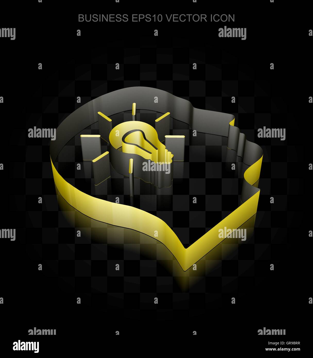 Finance icon: Yellow 3d Head With Light Bulb made of paper, transparent ...