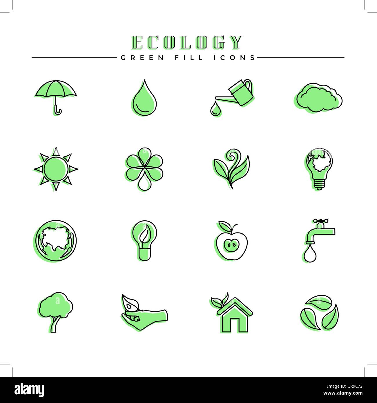 Ecology green fill icons set Stock Vector Image & Art - Alamy