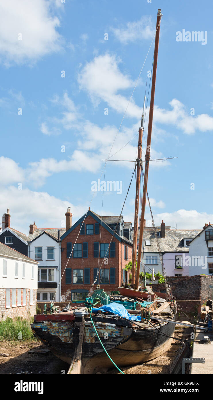 The 'Vigilant', an old thames barge undergoing restoration at the town ...