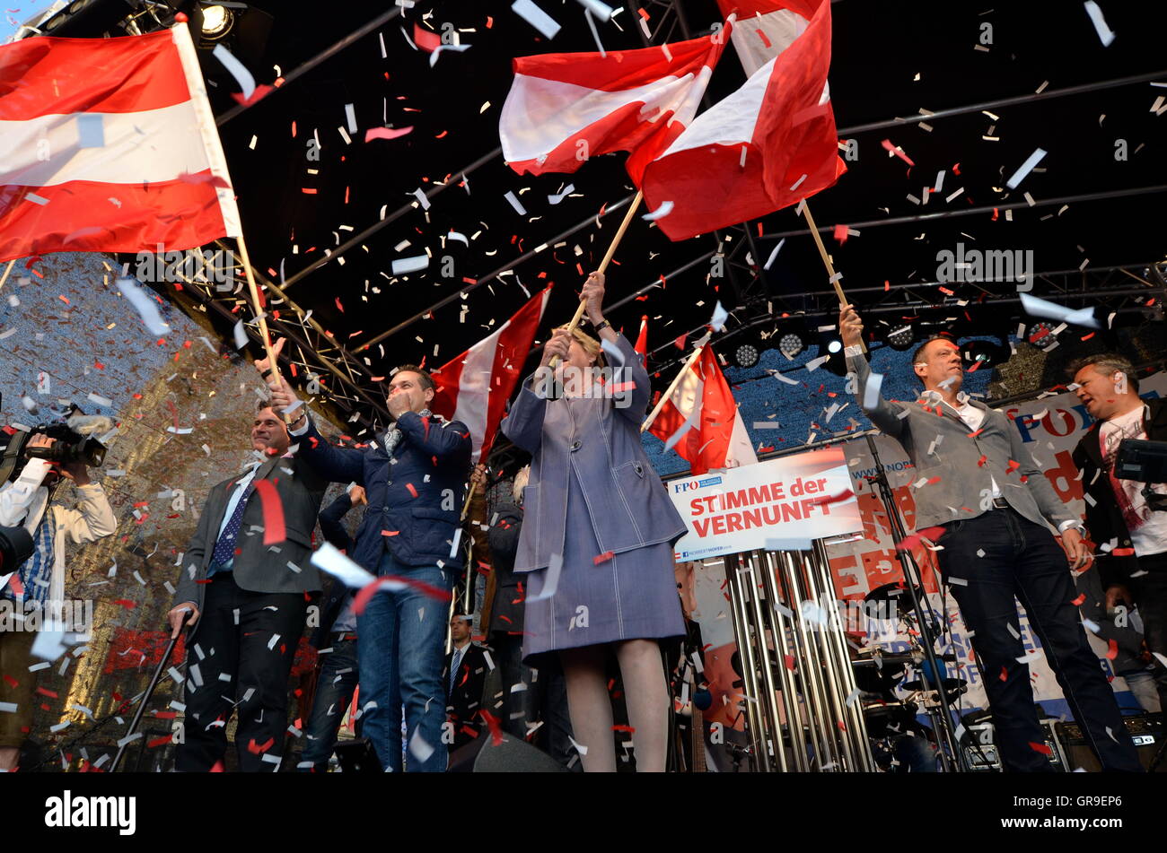 President Candidate Norbert Hofer Fpö With H. C. Strache And Ursula ...