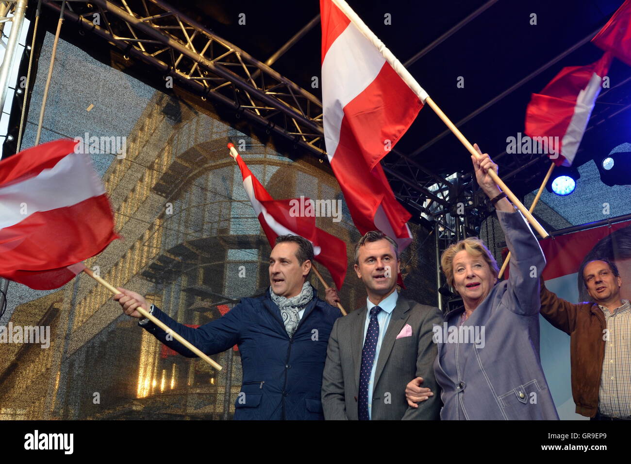 President Candidate Norbert Hofer Fpö With H. C. Strache And Ursula ...