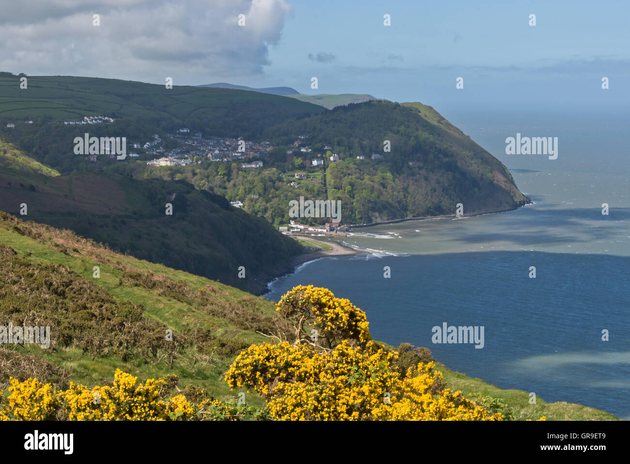 View along the north coast of Devon from Countisbury Hill towards ...
