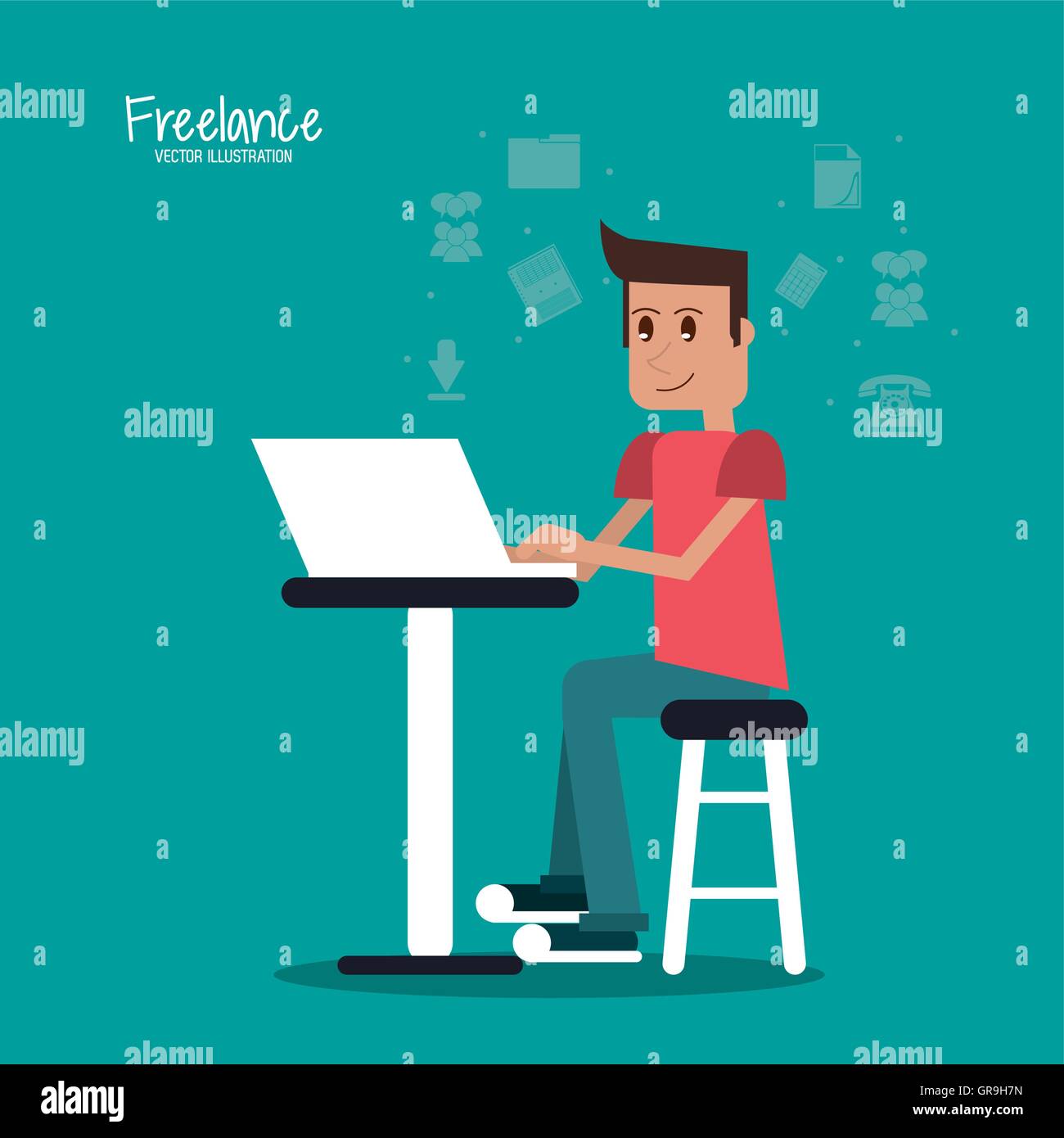 Cartoon man and freelance design Stock Vector Image & Art - Alamy