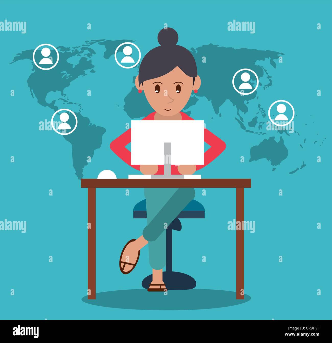 Cartoon woman and freelance design Stock Vector Image & Art - Alamy