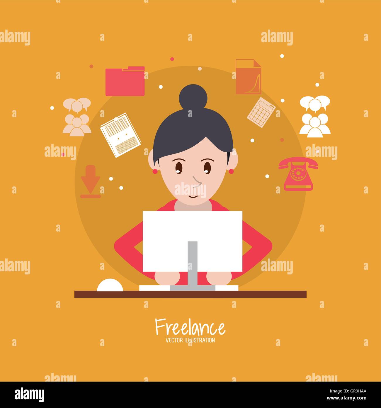 Cartoon woman and freelance design Stock Vector Image & Art - Alamy