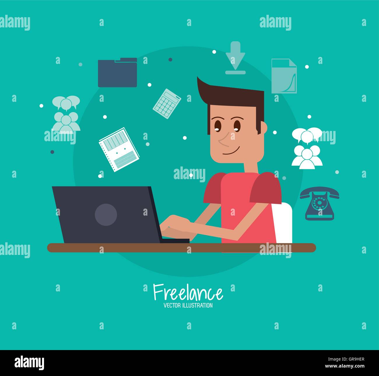 Cartoon man and freelance design Stock Vector Image & Art - Alamy