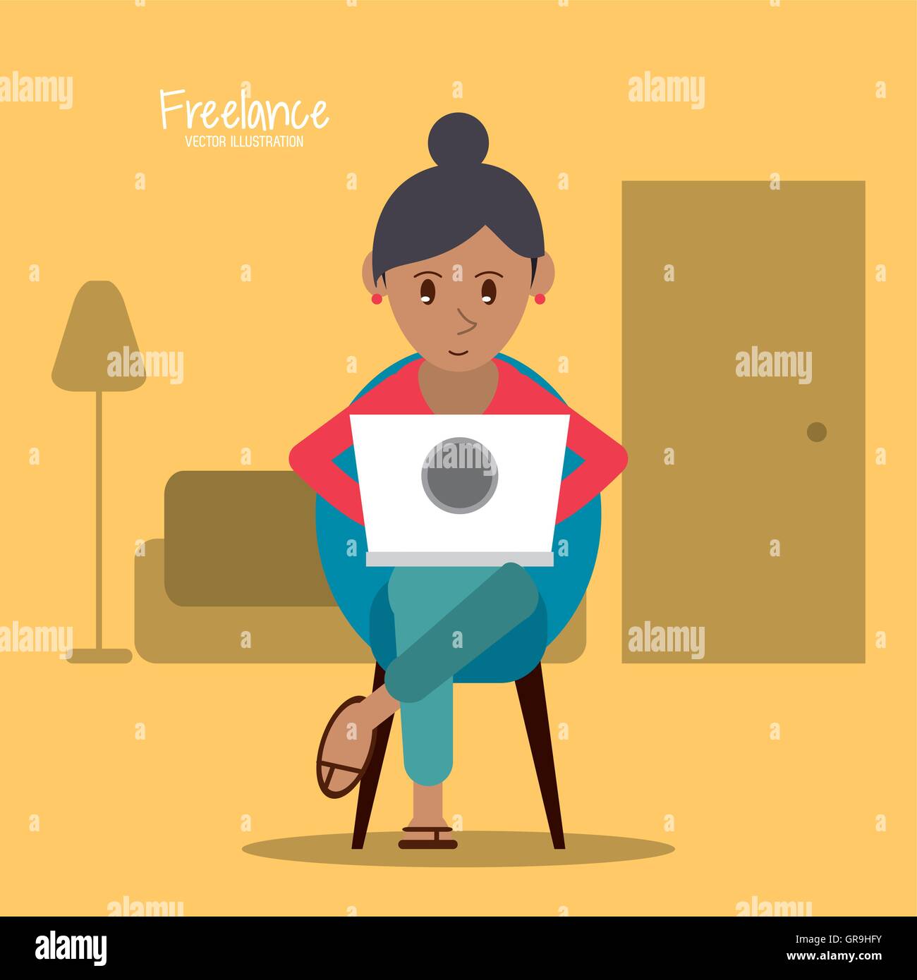 Cartoon woman and freelance design Stock Vector Image & Art - Alamy