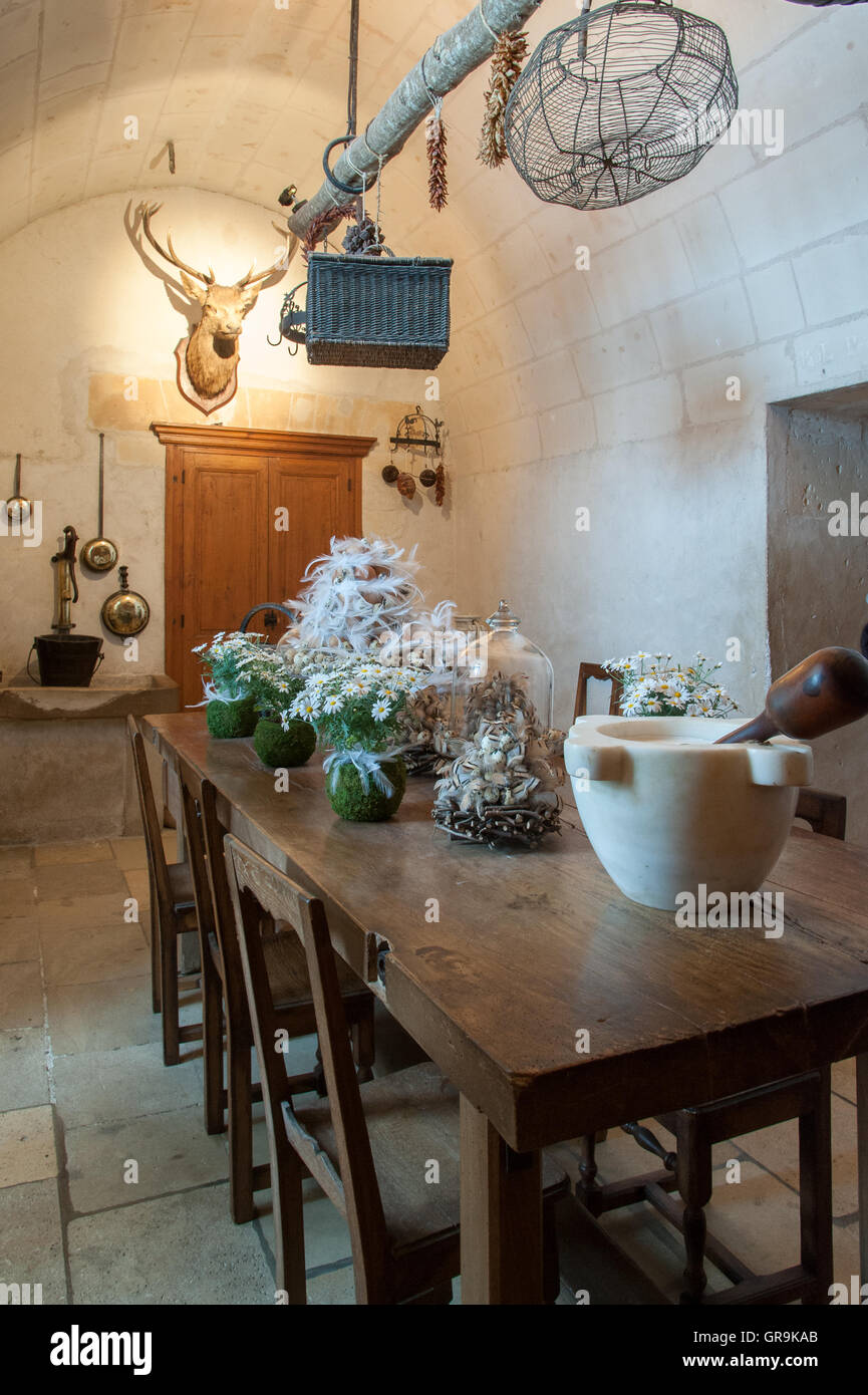 Kitchen In A French Castle Stock Photo - Alamy