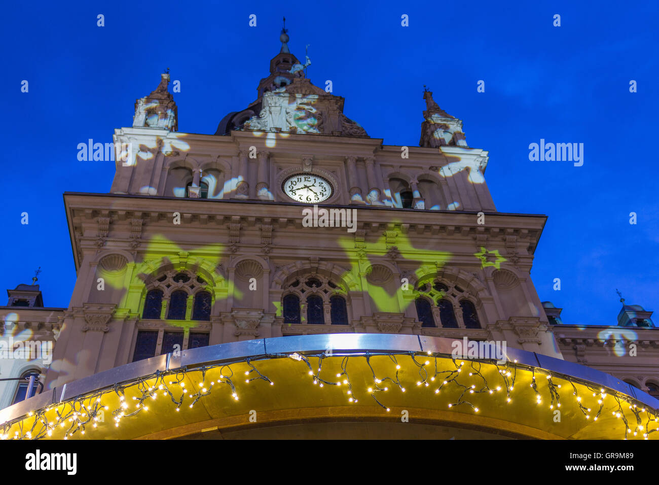 Graz City Hall At Night Stock Photo - Alamy