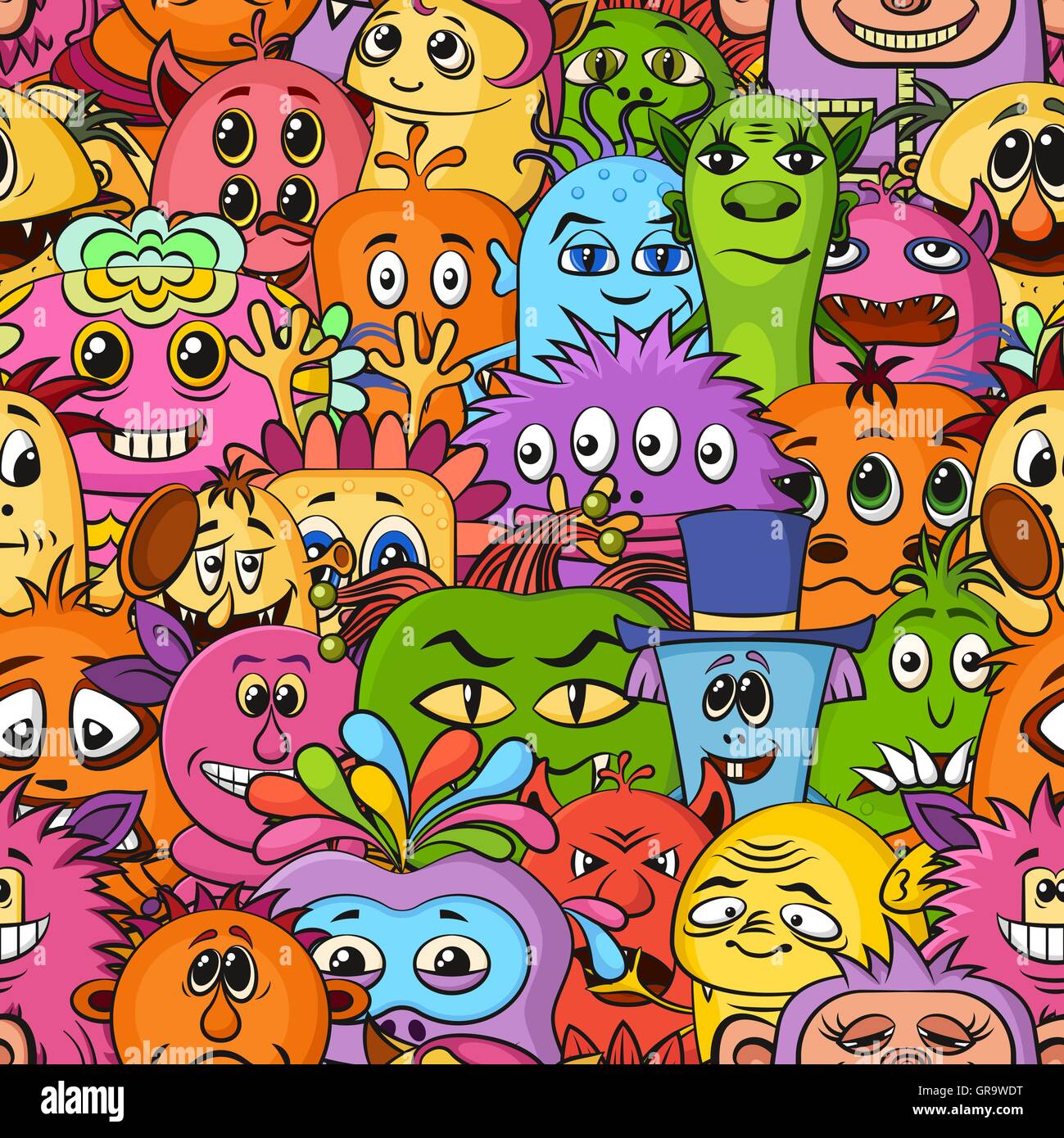 Cartoon Monsters Seamless Stock Vector Image & Art - Alamy