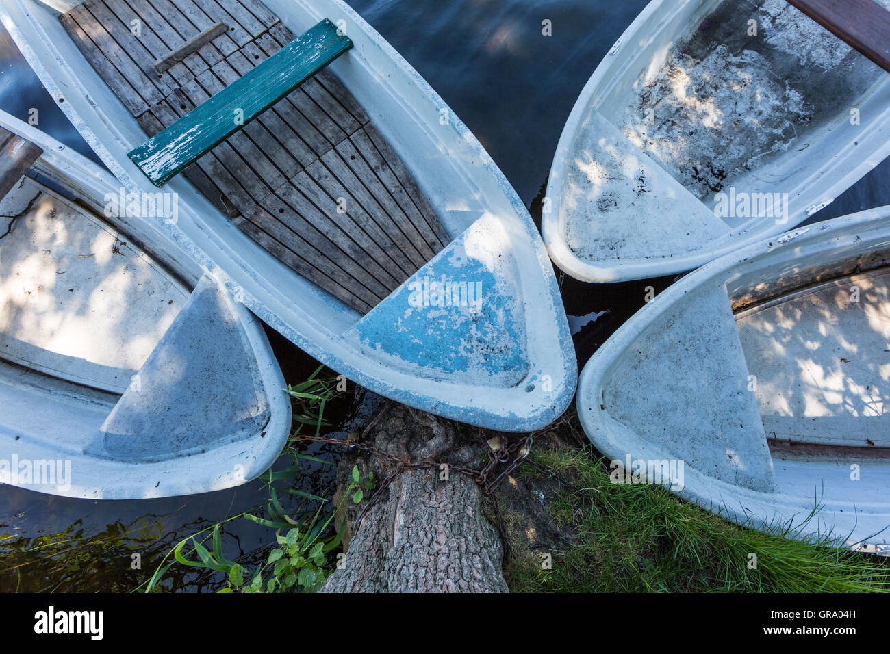 Four Old Rowing Boats Stock Photo - Alamy