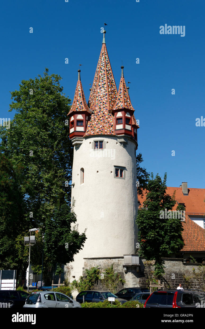 Diebsturm tower, Lindau on Lake Constance, Lindau, Swabia, Bavaria ...