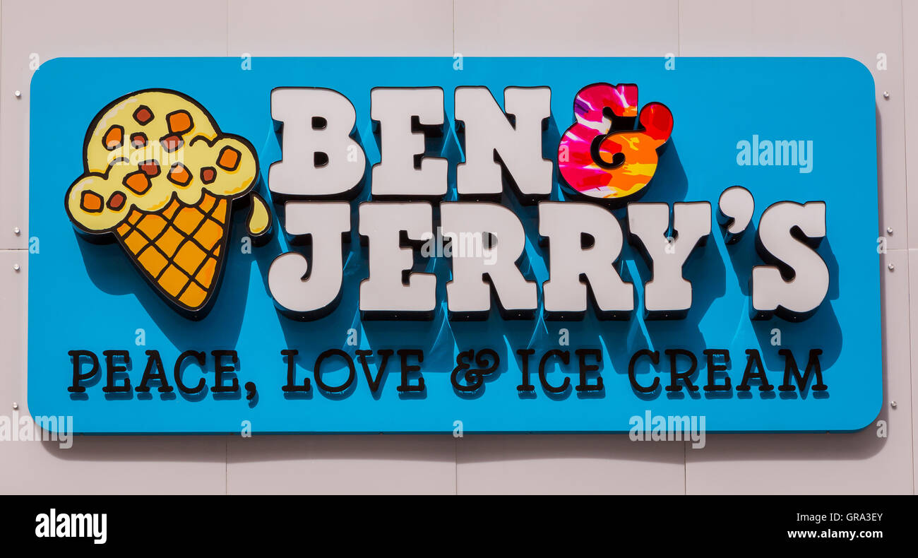 SILVER SPRING, MARYLAND, USA - Ben & Jerry's Ice Cream store sign, in ...