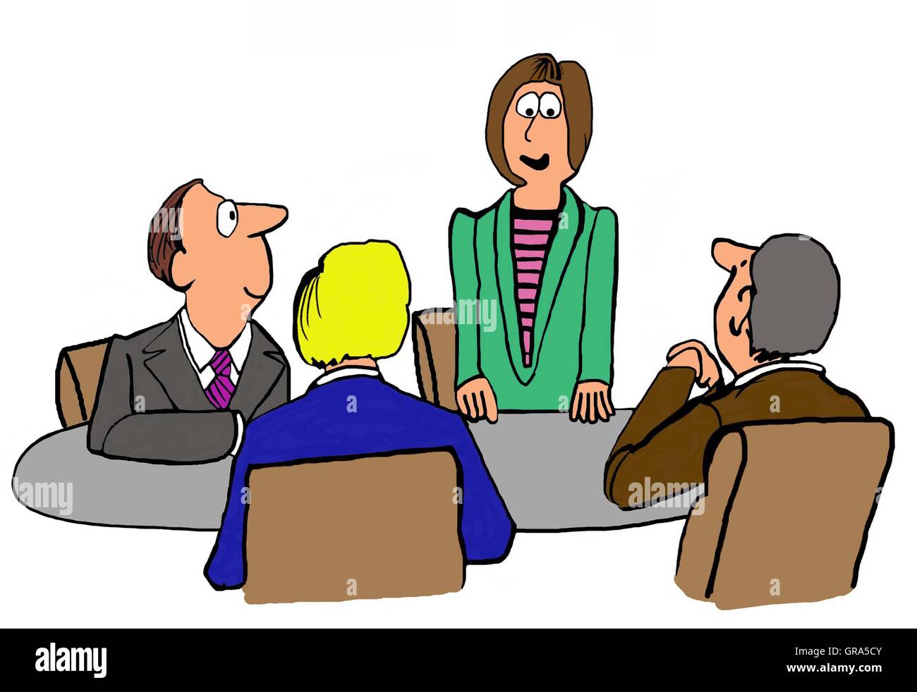 Cartoon business people in meeting Cut Out Stock Images & Pictures - Alamy