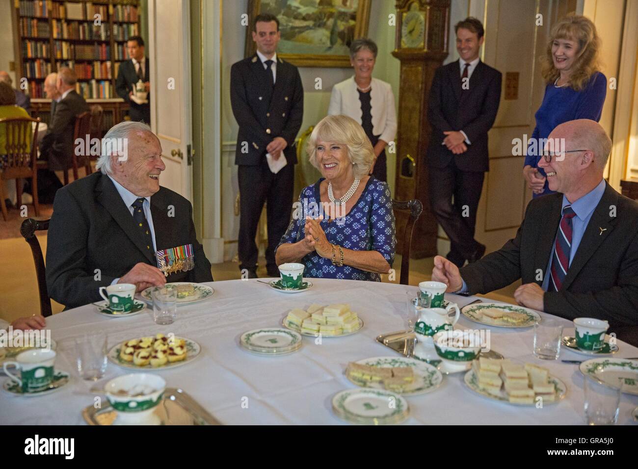 The Duchess of Cornwall talks with Squadron Leader Geoffrey Wellum ...