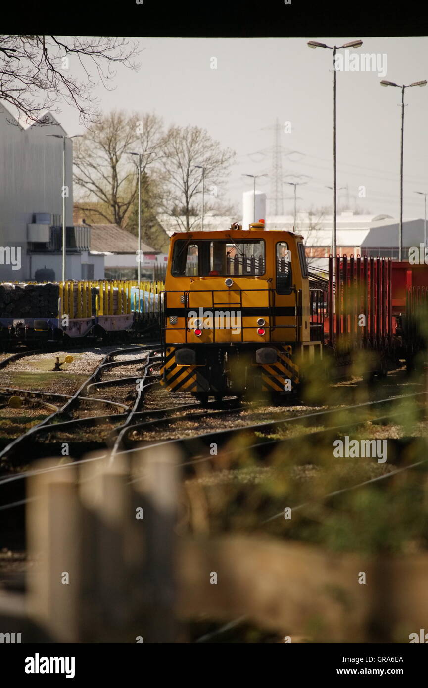 Diesel Locomotive Pulling Wagons Stock Photo - Alamy