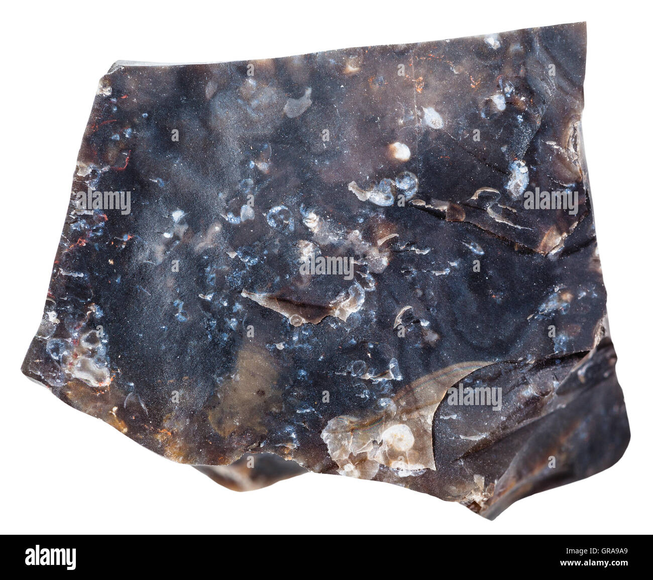 macro shooting of sedimentary rock specimens - black flint stone ...